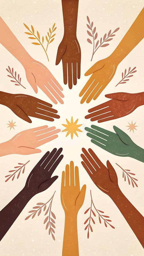 Unity and Diversity Concept with Diverse Hands in Circular Arrangement ...