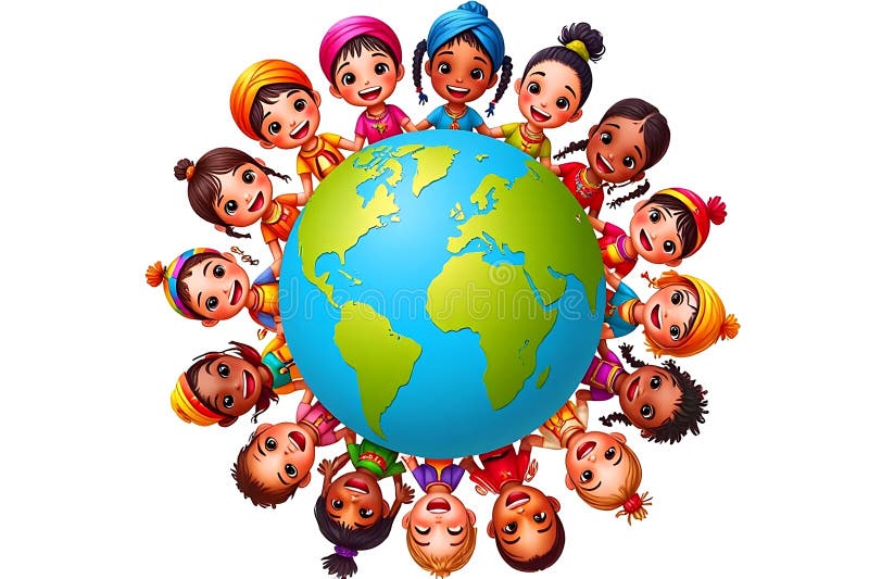 Unity through Diversity Cute and Colorful Artwork of Children Holding ...