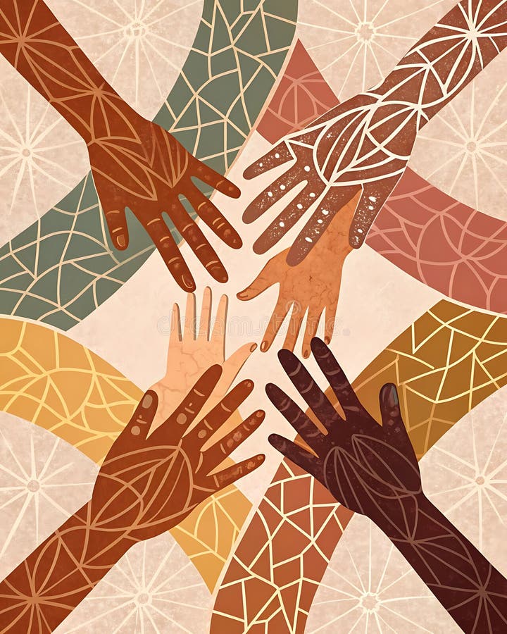 Unity and Diversity Depicted by Interwoven Hands with Geometric ...