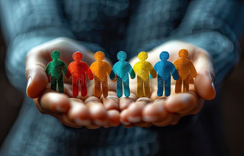 Unity in Diversity, Hands Holding Colorful Paper Figures Stock ...