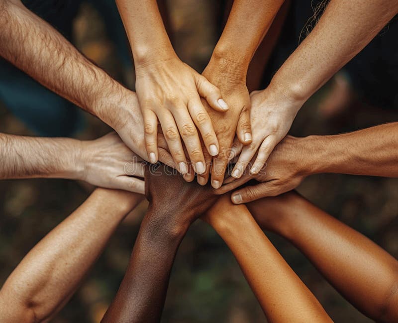 Unity in Diversity: Hands Together for Teamwork Stock Illustration ...