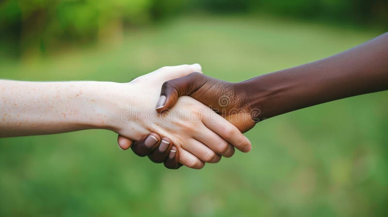 Unity and Diversity: Handshake of Two Different Skin Tones Stock ...