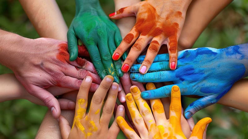 Unity in Diversity: Painted Hands Stock Illustration - Illustration of ...