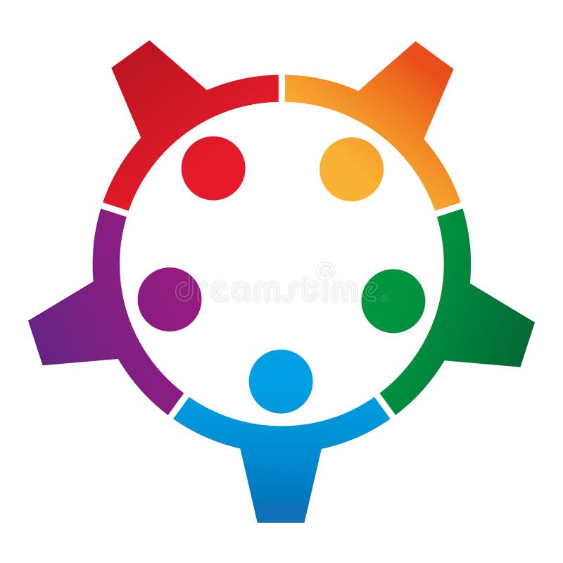 Stylized Human Figures Forming a Gear Symbolize Teamwork and Unity ...