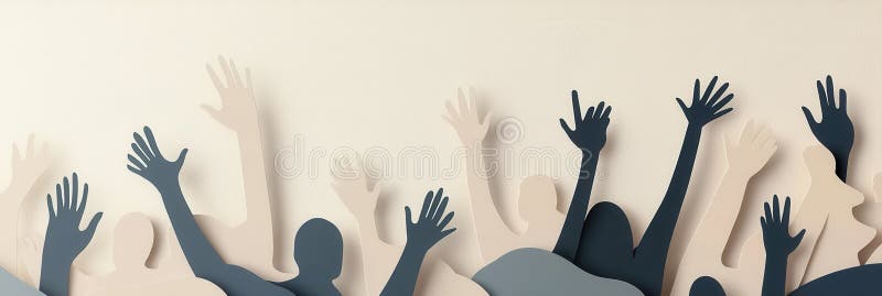 Unity in Diversity Shows Stylized Silhouettes of People Raising Hands ...
