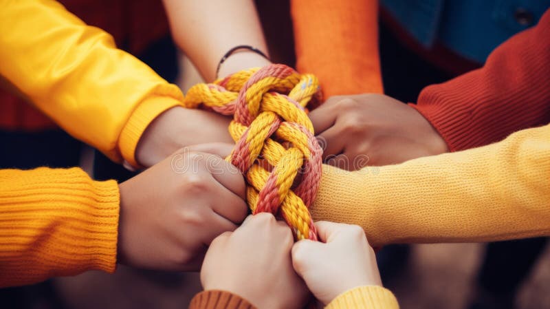Unity In Diversity Teamwork And Strength Connection Generative Ai Stock Illustration