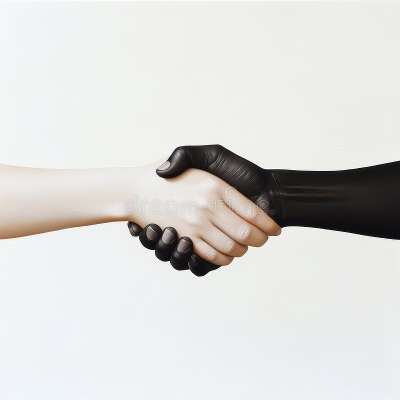 Unity in Diversity White and Black Hands Shaking Stock Illustration ...