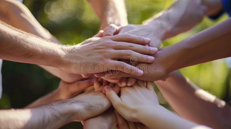 Hands Stack, Epitomizing Unity and Teamwork, Fostering Collective ...