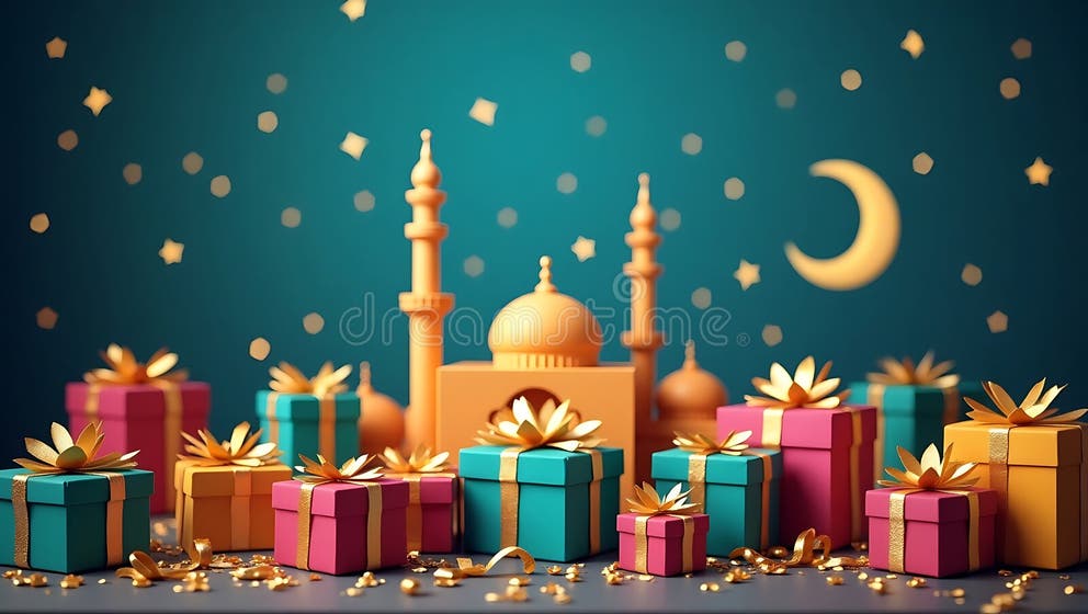 Unity and Generosity with Crescent Moon Background Stock Illustration ...