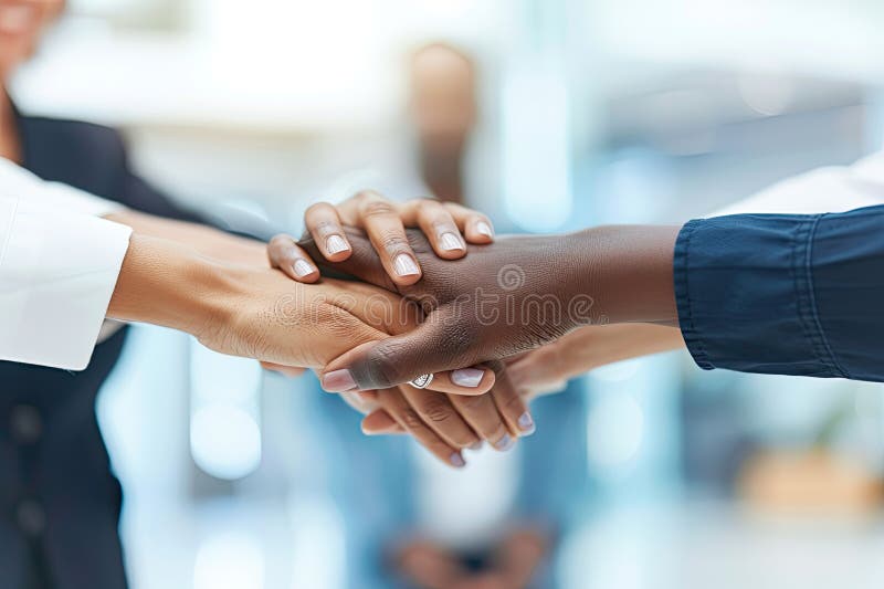 In Unity, a Group of Individuals Join Their Hands Together Stock Image ...
