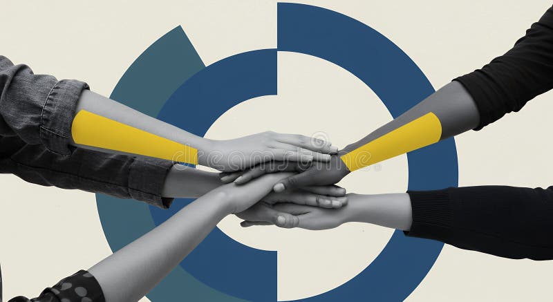 Unity Hands Diverse Collaboration and Teamwork, Colorful Rings of ...