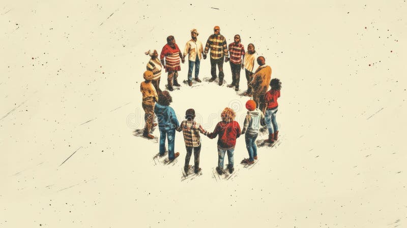 Illustration Diverse Group People Standing Circle Holding Hands Stock Photos - Free & Royalty ...