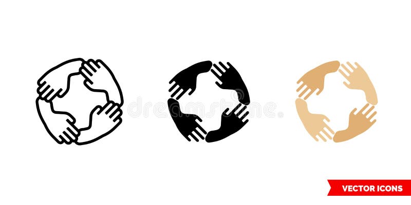 Unity Icon of 3 Types Color, Black and White, Outline. Isolated Vector ...