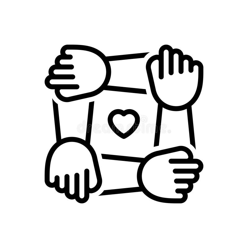 Black Line Icon for Unity, Unification and Team Stock Illustration ...