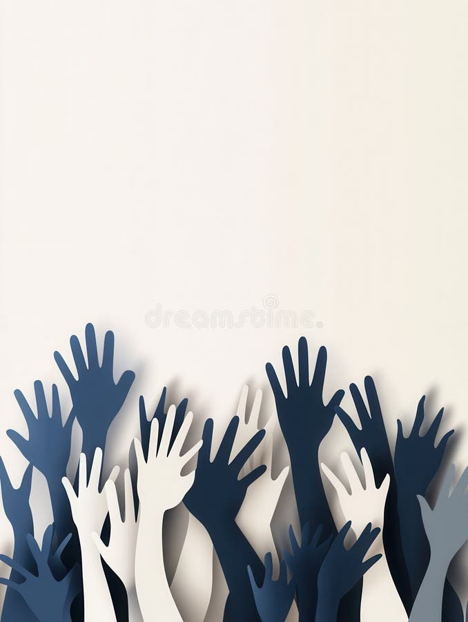Unity through Minimalistic Design Featuring Raised Hands in Soft ...