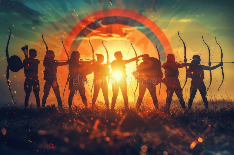 Unity in Mixed Team Archery at Sunset - a Symbol of Strength and ...