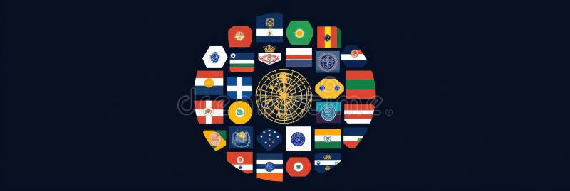 Unity among Nations Illustrated through Round Layout of Flags and ...
