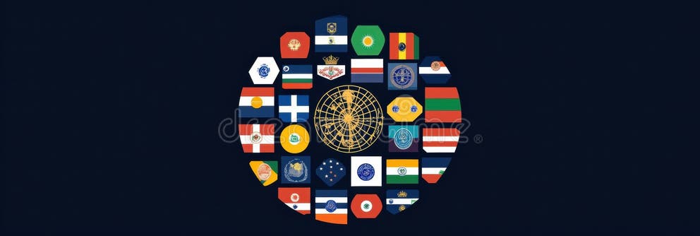 Unity among Nations Illustrated through Round Layout of Flags and ...
