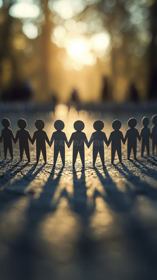 Unity in Nature: Paper Cutouts Holding Hands Stock Illustration ...