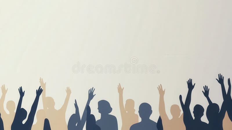 Unity of People Raising Hands in a Minimalistic Flat Design Art ...