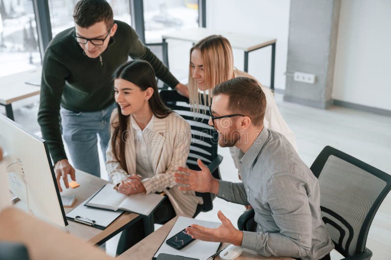 Unity of the People. Successful Team are Working Together in the Office ...