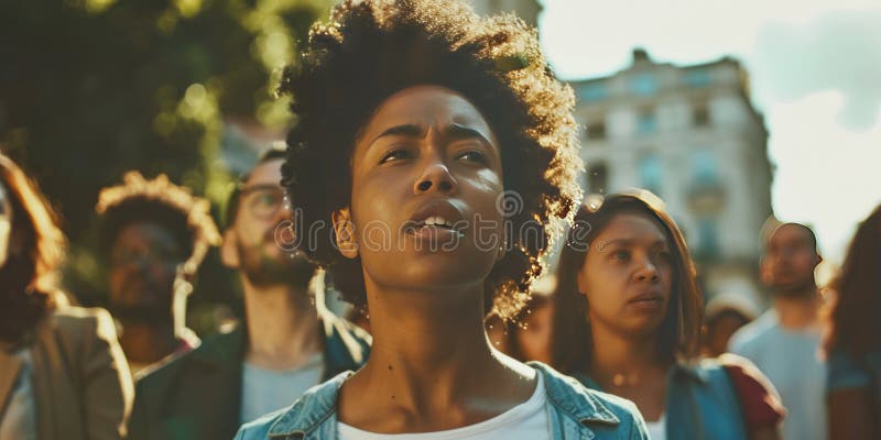 The Unity of Purpose is Evident As a Black Woman Passionately Marches ...