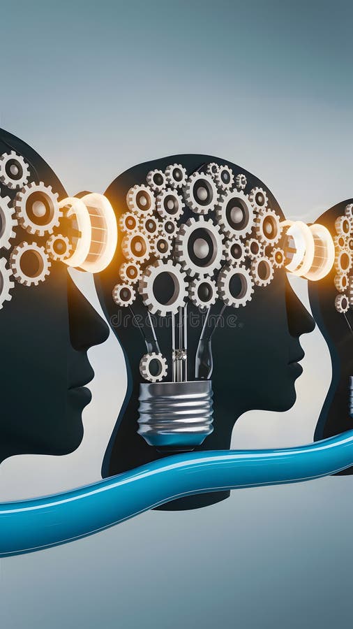 Unity Shown through Connected Minds and Gear-filled Light Bulbs on ...