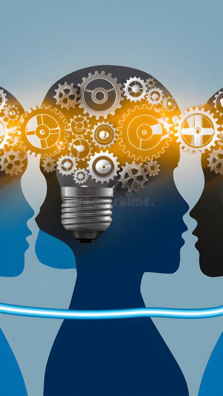 Unity Shown through Connected Minds and Gear-filled Light Bulbs on ...