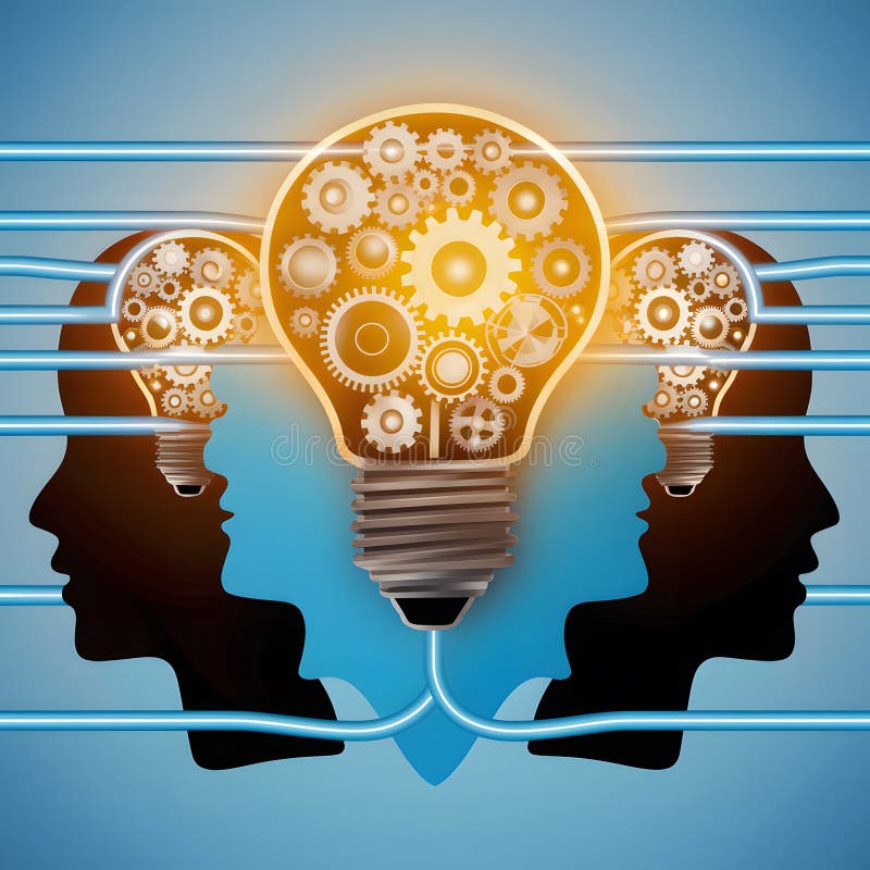 Unity Shown through Connected Minds and Gear-filled Light Bulbs on ...