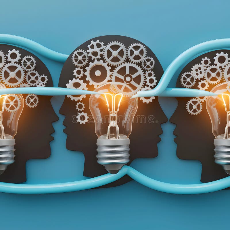 Unity Shown through Connected Minds and Gear-filled Light Bulbs on ...