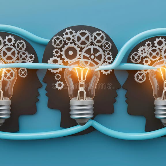 Unity Shown through Connected Minds and Gear-filled Light Bulbs on ...