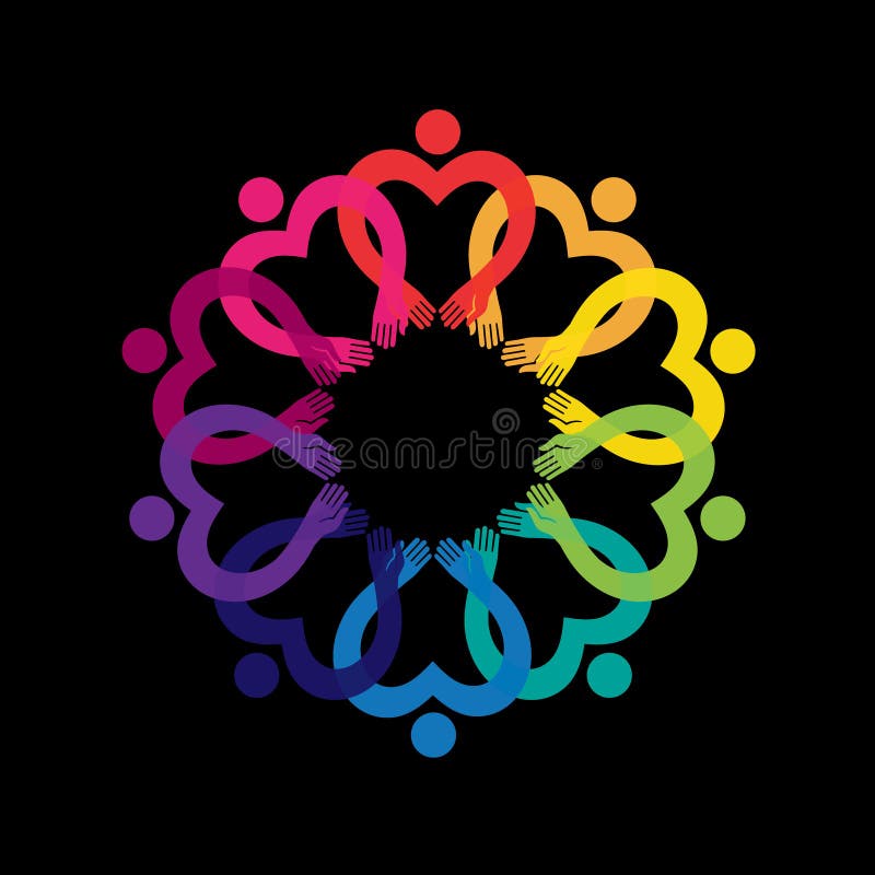 Round Frame with Rainbow Hands. Stock Illustration - Illustration of ...