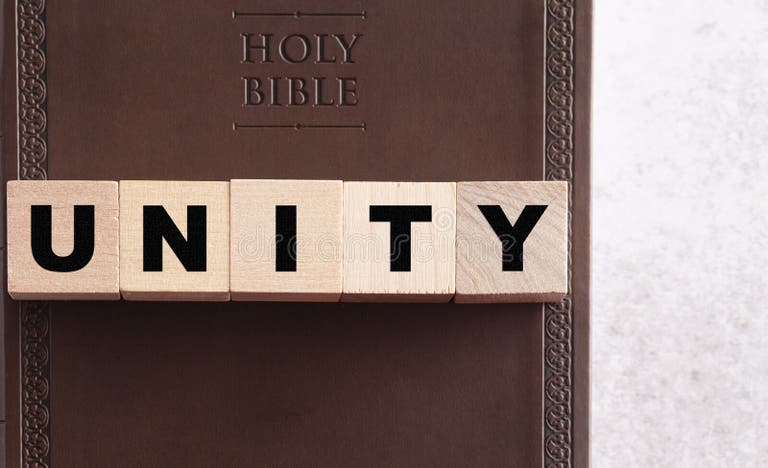 Unity Spelled in Blocks on a Leather Holy Bible Stock Photo - Image of ...