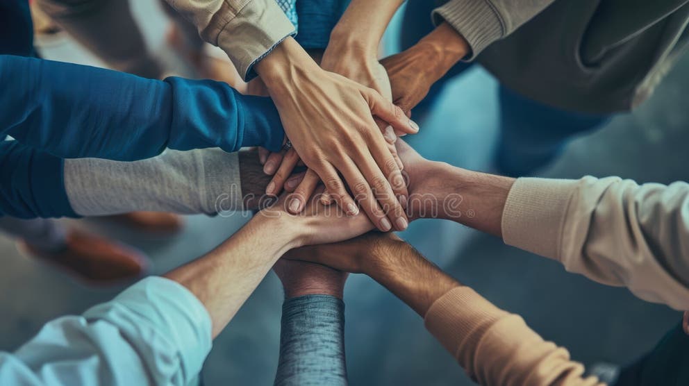 The Unity of Team Hands.AI Generated Image Stock Image - Image of goal ...