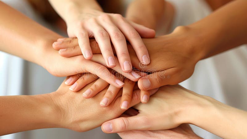 Unity and Teamwork: Hands Joined Together Stock Illustration ...