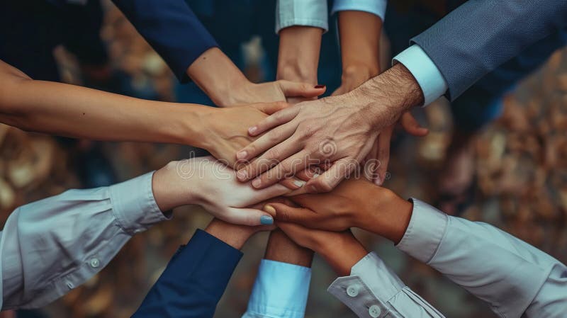 Unity and Teamwork, Hands Stacked Together Stock Illustration ...