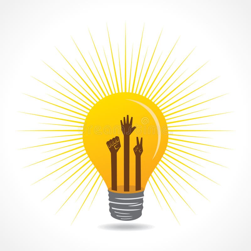 Unity,victory and Helping Hand are Inside the Bulb Stock Vector ...