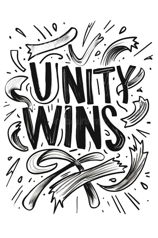 Unity Wins Black and White Illustration with Abstract Design Elements ...