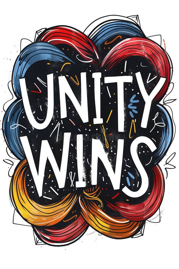 Unity Wins Message with Hand-drawn Colorful Typography and Abstract ...