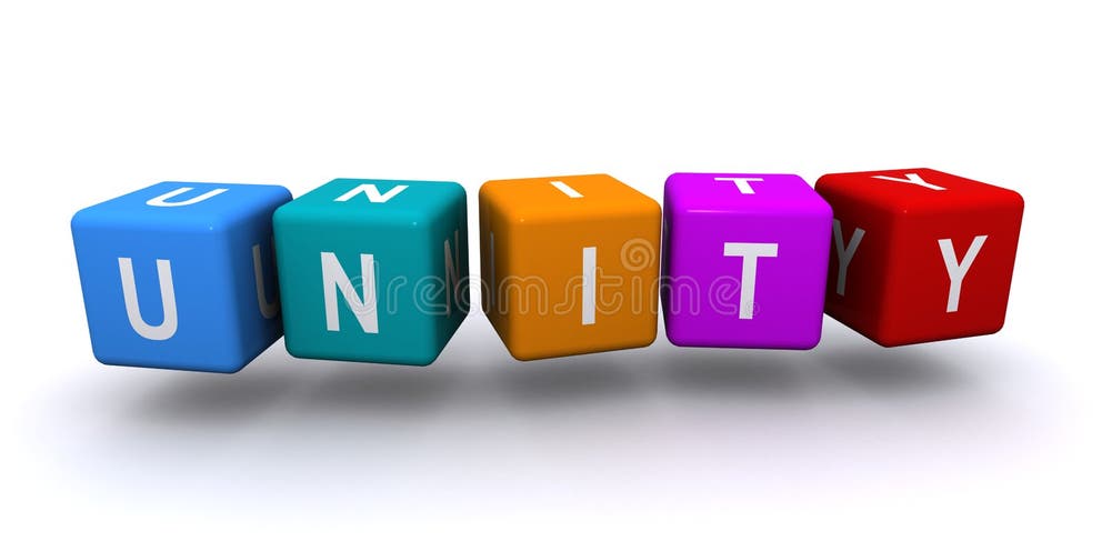 Unity word block on white stock illustration. Illustration of volume ...