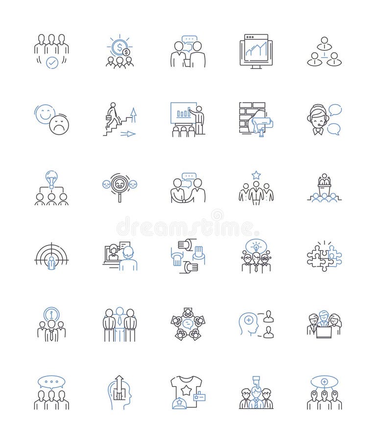 Collaborative Teamwork Outline Icons Collection Stock Illustrations ...