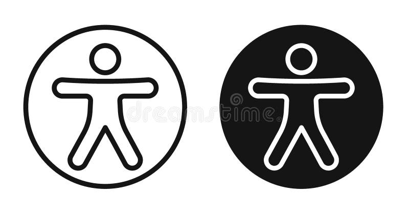 Universal Access Vector Icon Set in Black and White Outlines Stock ...
