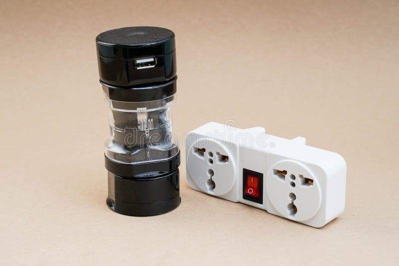 Universal Adaptor with Plug Socket Stock Image - Image of device ...