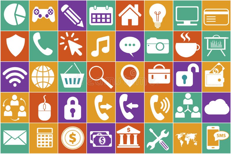 40 universal app icons set stock vector. Illustration of signs - 244954601