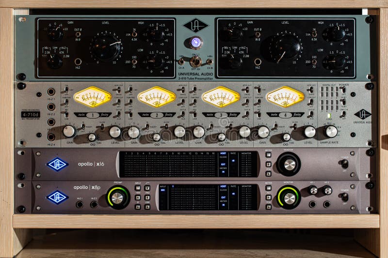 Universal Audio Rack with Preamplifiers and Apollo Interfaces Editorial ...