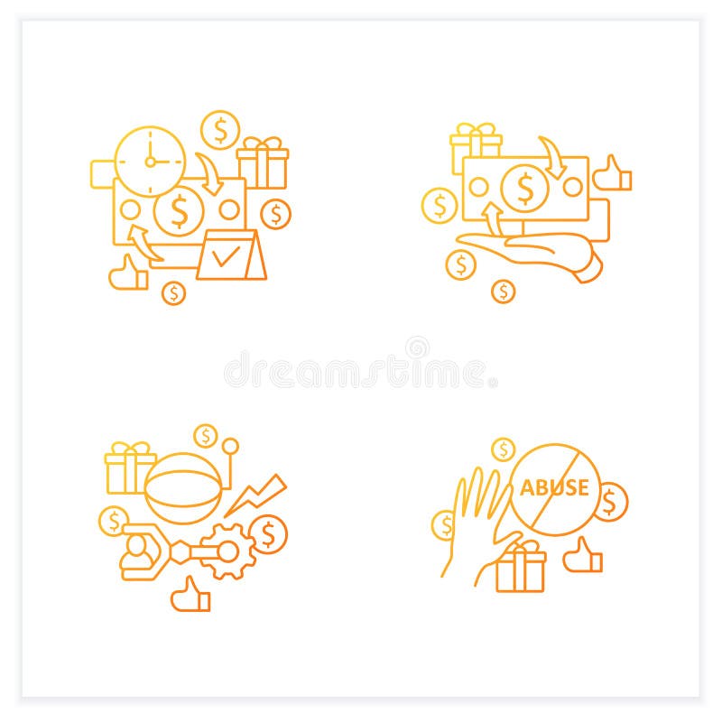 Universal Basic Income Gradient Icons Set Stock Vector - Illustration ...