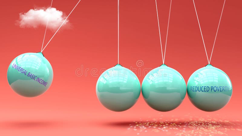 Universal Basic Income Leads To Reduced Poverty. Cause and Effect Relation between Them Stock ...