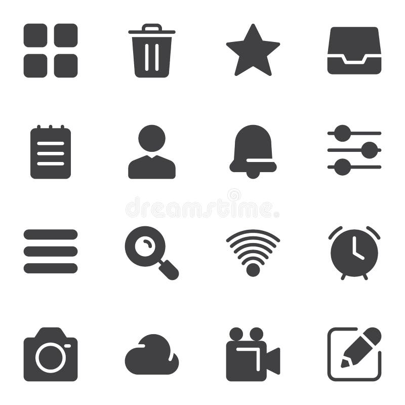 Basic UI Vector Icons Set, Modern Solid Symbol Collection Stock Vector ...