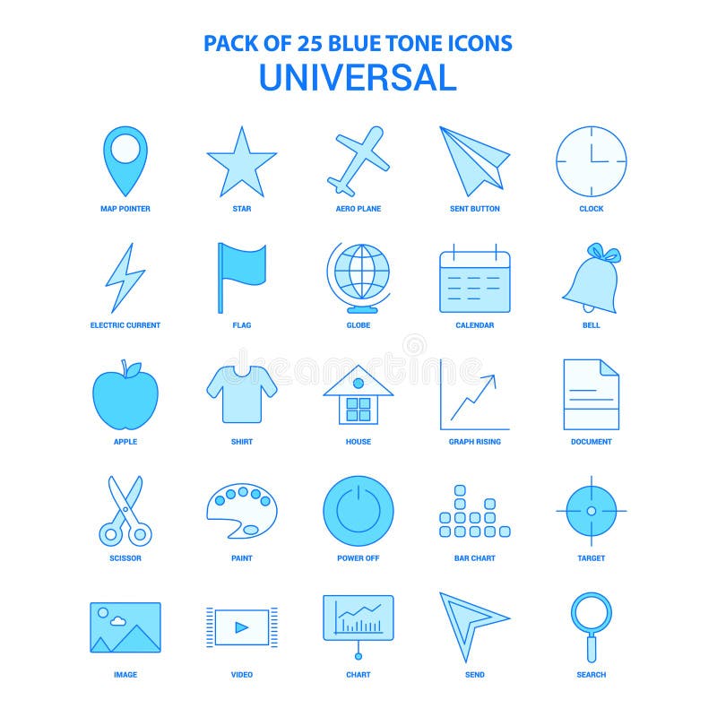 Universal Blue Tone Icon Pack - 25 Icon Sets Stock Vector ...
