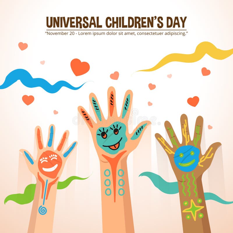 Universal Children S Day Background with Funny Painted Children S Hands ...
